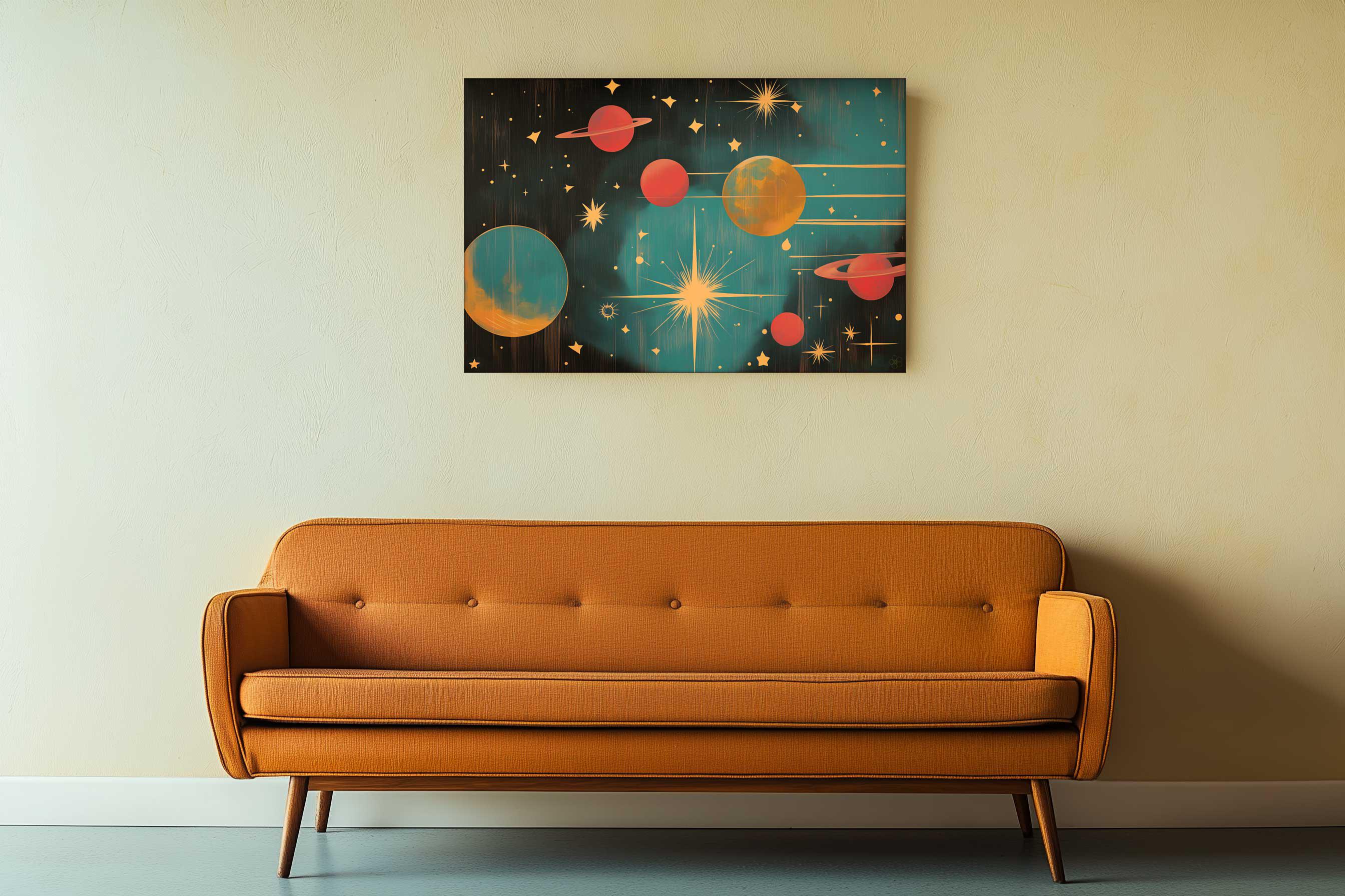 Mid Century Modern Graphic Design, Bright Retro Colours, Digital ...
