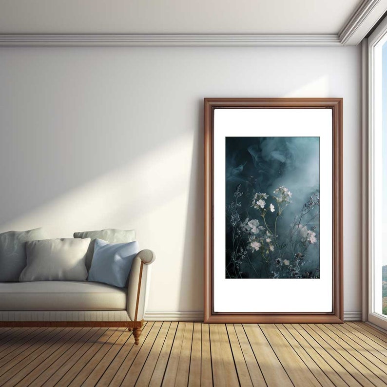 Moody Floral Artwork, Digital Download, DIY Print, AI Art, Flowers ...