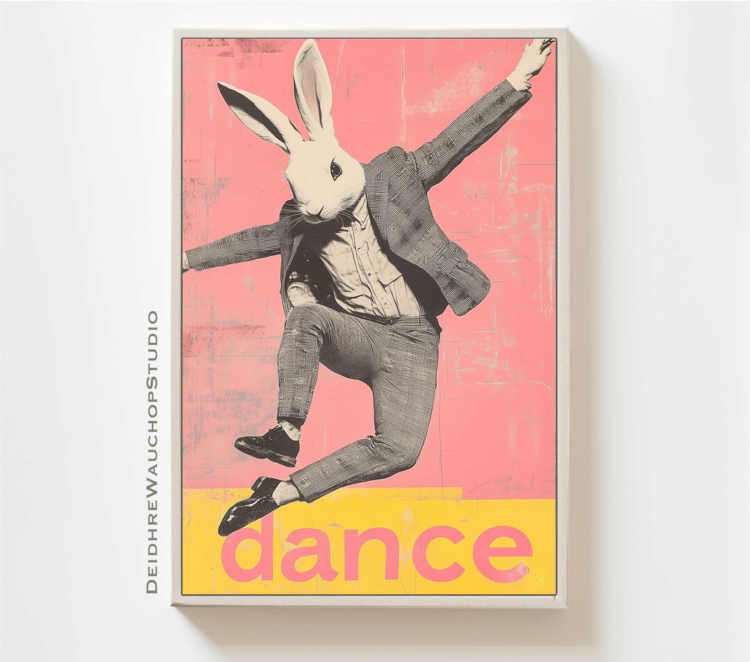 Rabbit Dancer Leaping in the Air, Dance Inspirational Poster, Digital ...
