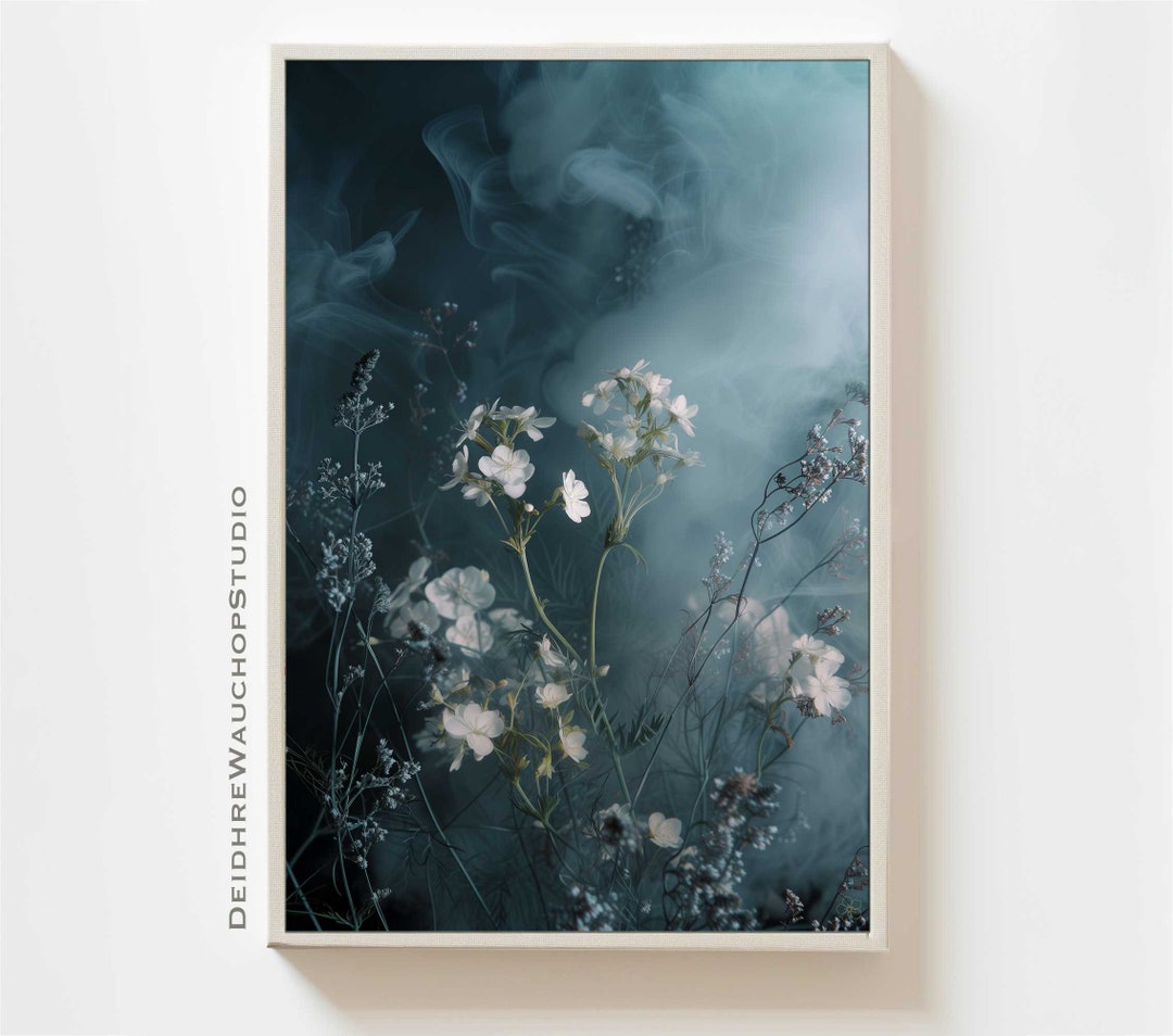 Moody Floral Artwork, Digital Download, DIY Print, AI Art, Flowers ...