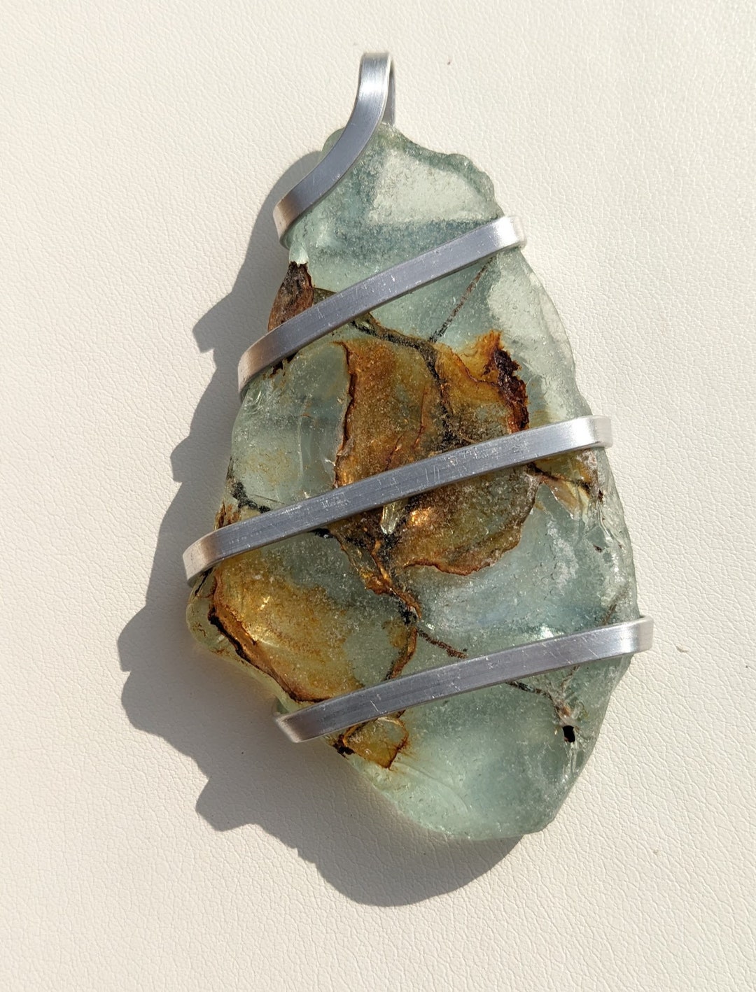 Bold Eccentric Beach Glass Pendant, Unusual Sea Glass Jewelry, Perfect ...