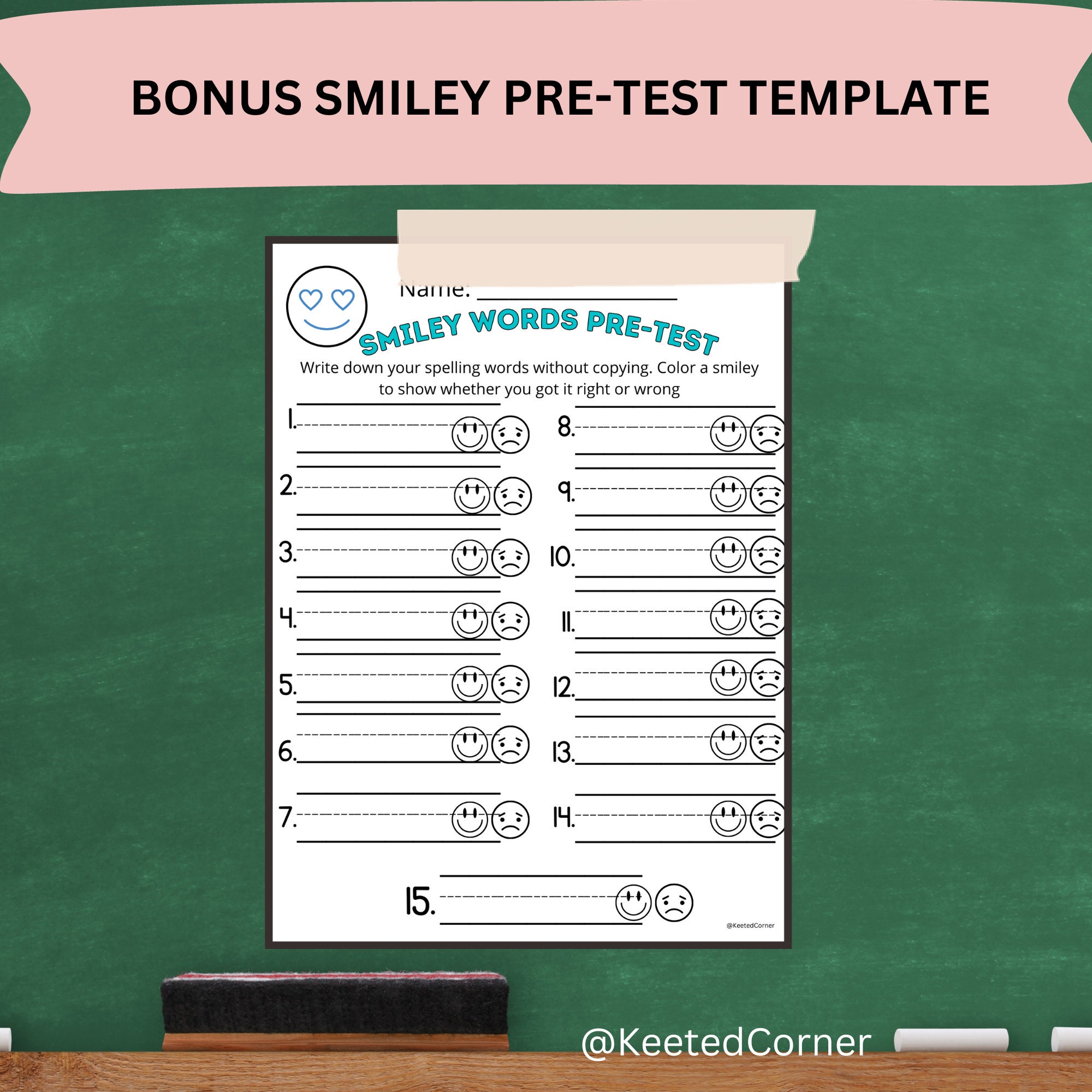 Printable 4-page Spelling Test Template for Elementary Students| Word ...