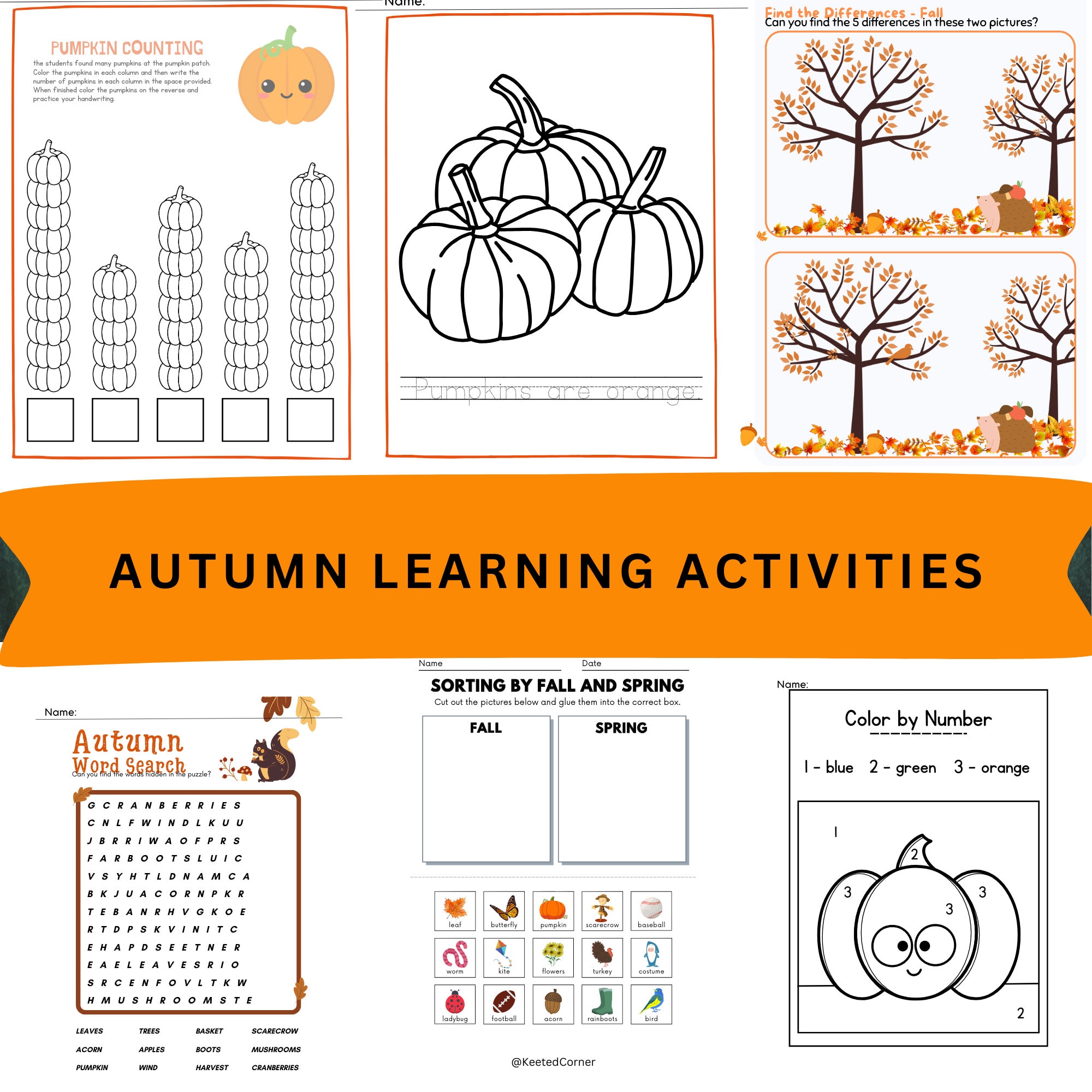 Autumn Adventures: 20-page Printable Fall-themed Worksheets for Young ...