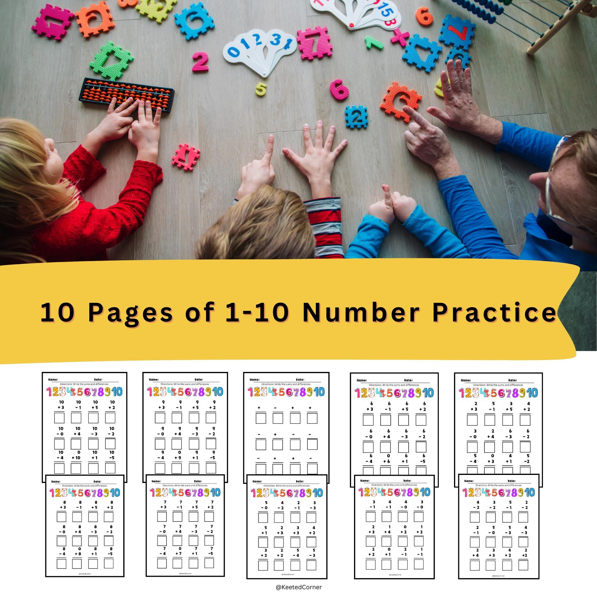 Printable 10-page Math Worksheets + Customizable Template for ...