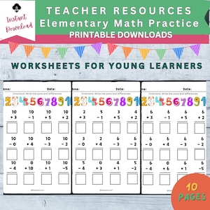 Printable 10-page Math Worksheets + Customizable Template for ...