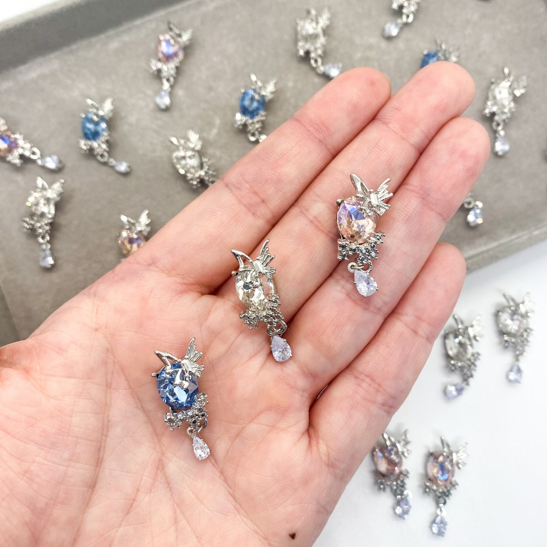 Clear/pink/blue K9 Crystal Rhinestone W/ Butterfly Metal Charm, Nail ...
