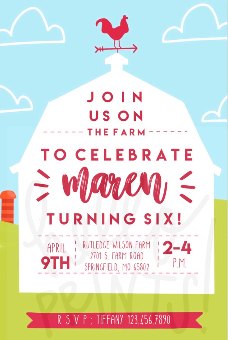 Farm Birthday Invitation / Farm Birthday / Go to the Farm - Etsy