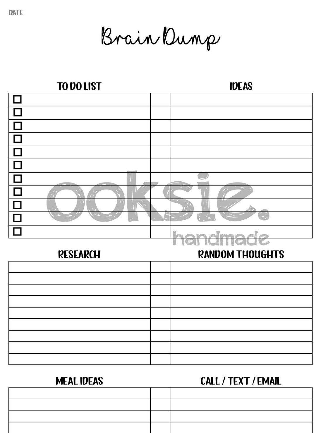 Brain Dump Printable List. Great for Organising Thoughts - Get Your ...