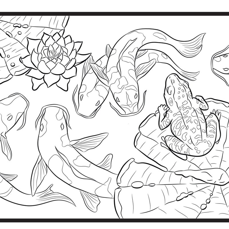 Koi Coloring Page - Etsy