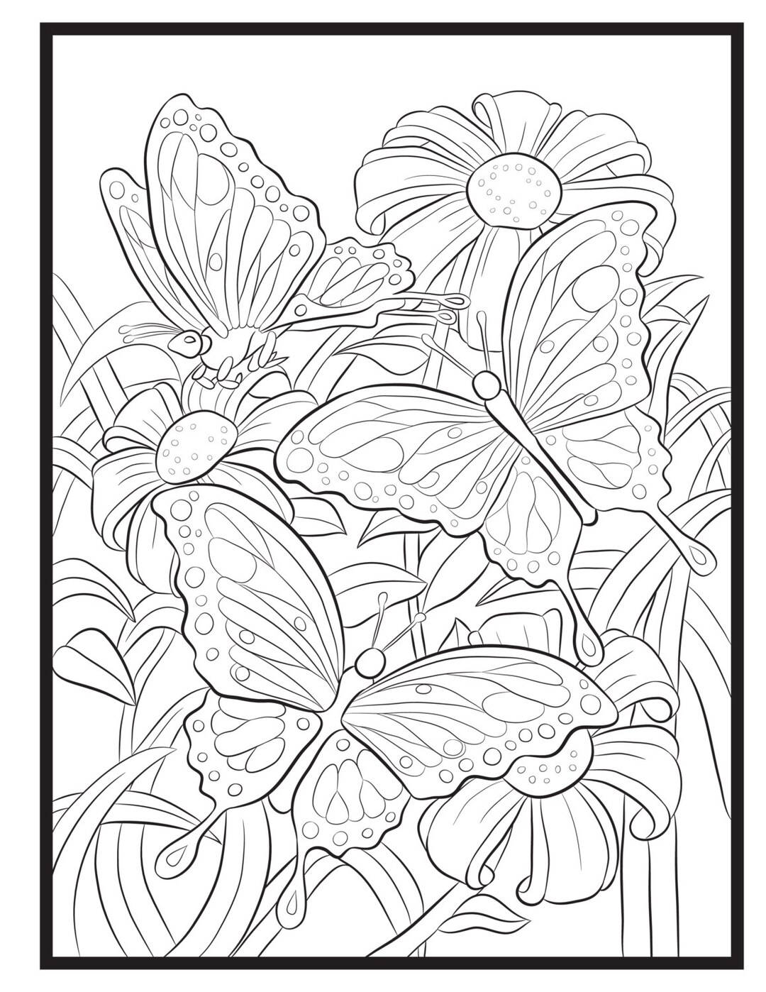 Butterflies, Single Coloring Page - Etsy