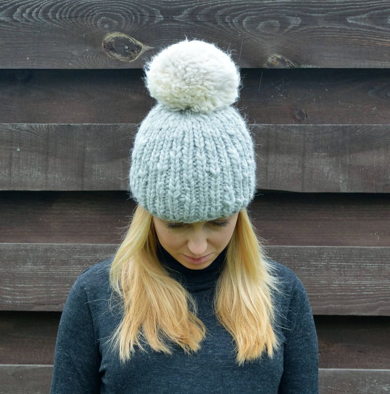 Simple Hat Pattern Grey Knitted Hat Hat Knitting Pattern | Etsy