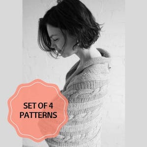 Set of 4 Knitting Patterns One Size Cardigan, Over Size, Maternity ...
