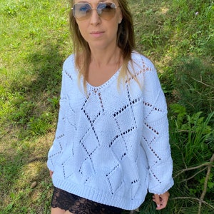 Openwork Diamond Knitting Pattern Sweater, Knitting Pattern Jumper ...