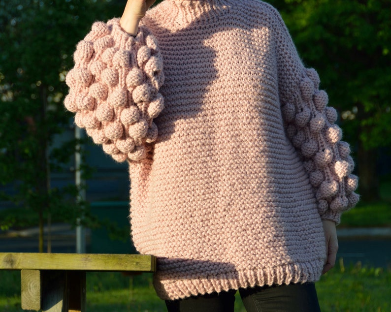 Bubble Sleeve Sweater Knitting Pattern Oversized Knitted | Etsy