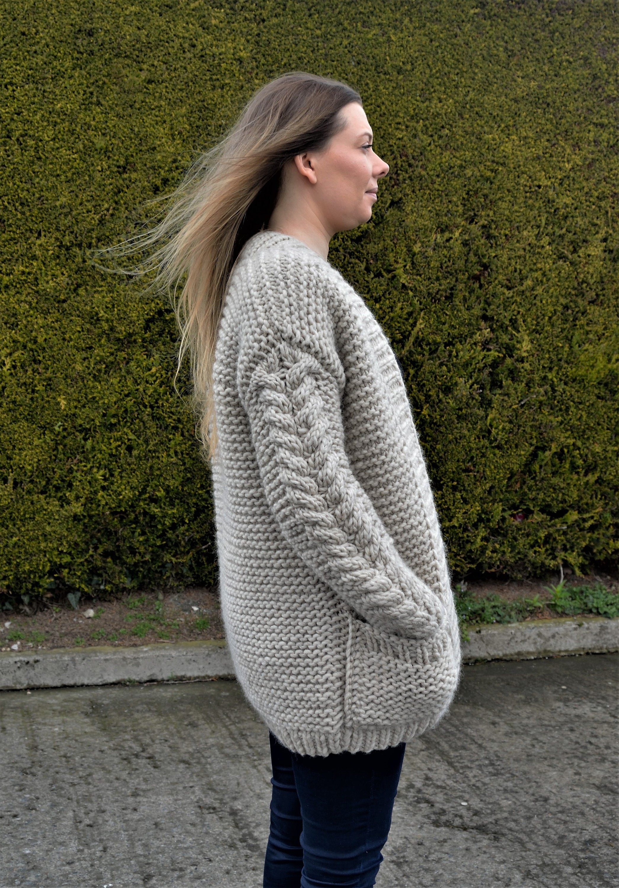 Cable Chunky Cardigan Knitting Pattern Easter Cardigan | Etsy