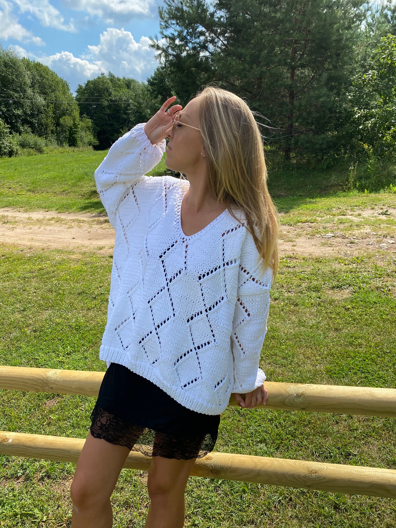 Openwork Diamond Knitting Pattern Sweater Knitting Pattern - Etsy