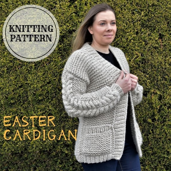 Cable Chunky Cardigan Knitting Pattern Easter Cardigan | Etsy