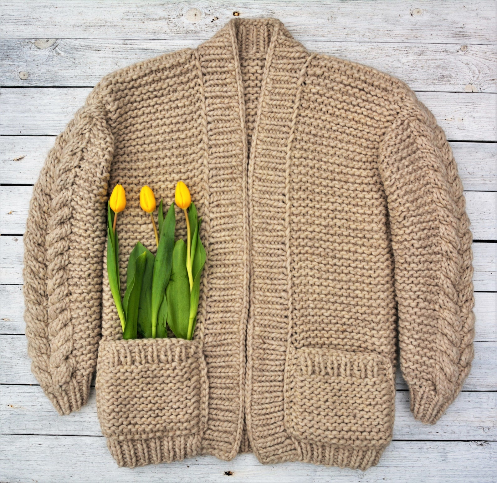 Cable Chunky Cardigan Knitting Pattern Easter Cardigan | Etsy