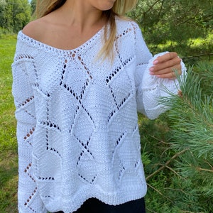 Openwork Diamond Knitting Pattern Sweater, Knitting Pattern Jumper ...