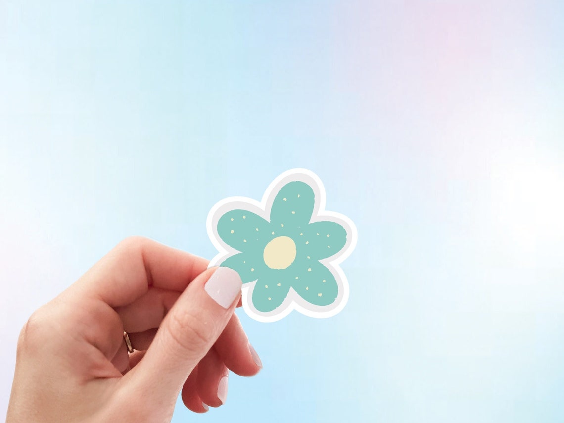Blue Flower Weatherproof Vinyl Sticker by Hello Happy Designs - Etsy