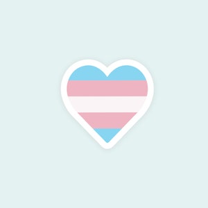 Trans Flag Sticker | Trans Flag Heart Laptop Water Bottle Sticker ...