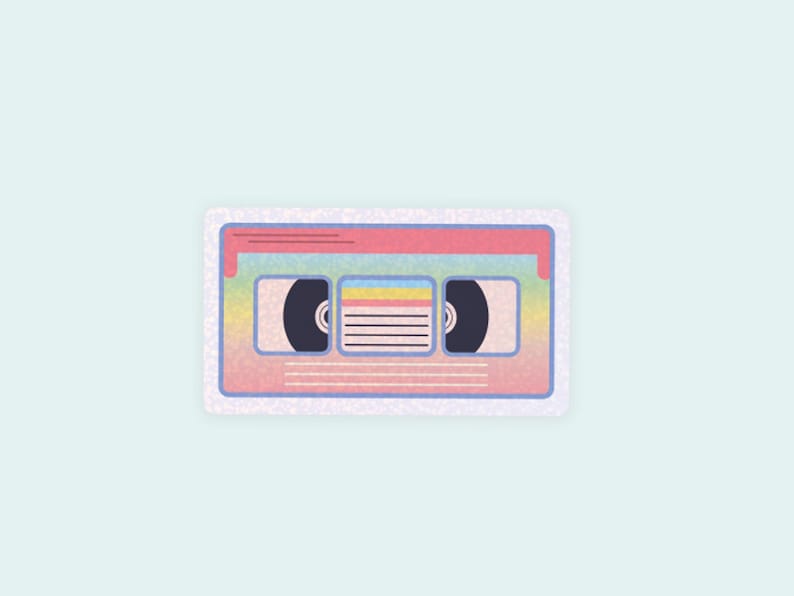 Retro 80s and 90s VHS Tape Holographic Sticker | Retro Rainbow ...