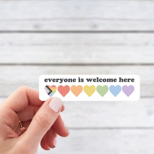 Everyone is Welcome Here Sticker | Rainbow Equality Laptop Waterbottle ...