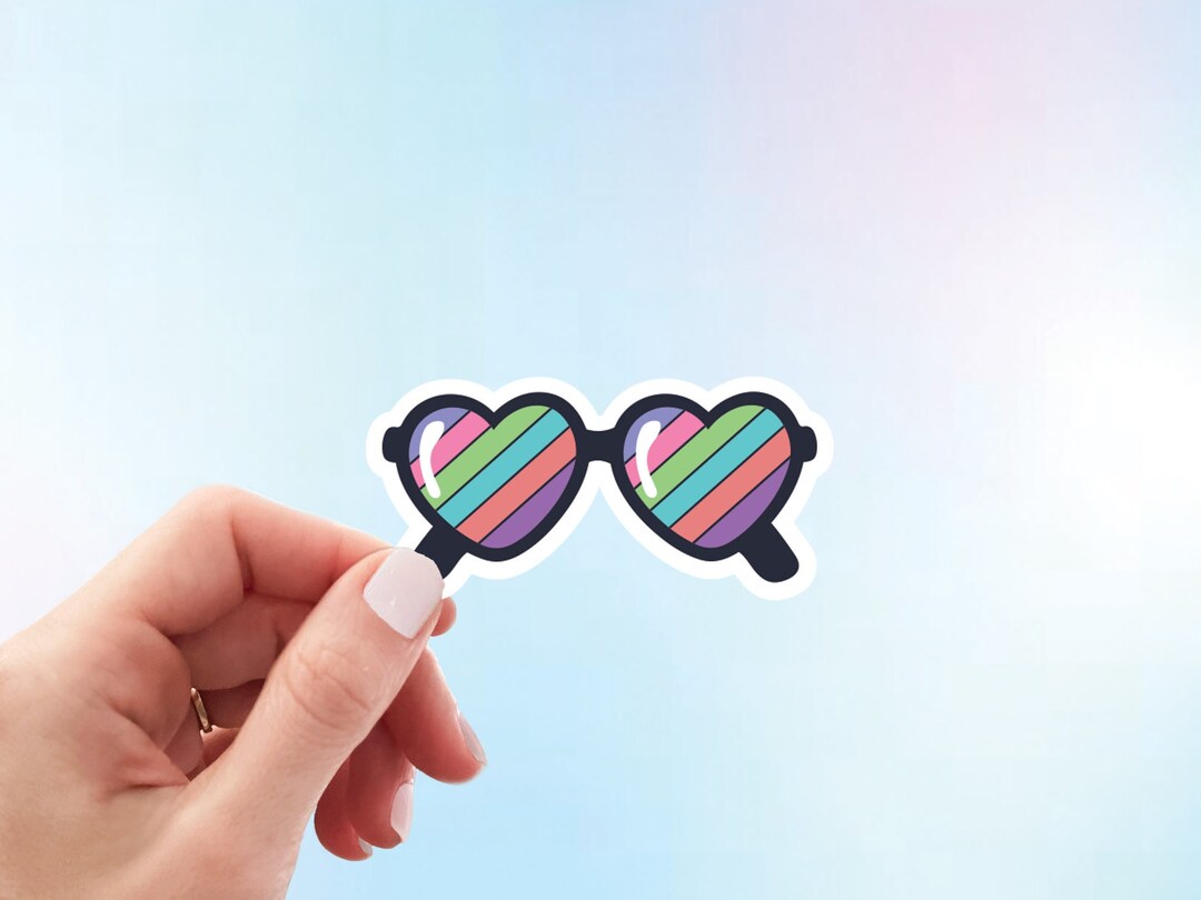 Rainbow Sunglasses Sticker | Cute, Summer, Rainbow, Heart Shaped ...