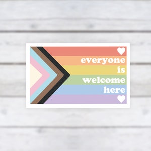 Everyone is Welcome Here Sticker | Rainbow Equality Laptop Waterbottle ...