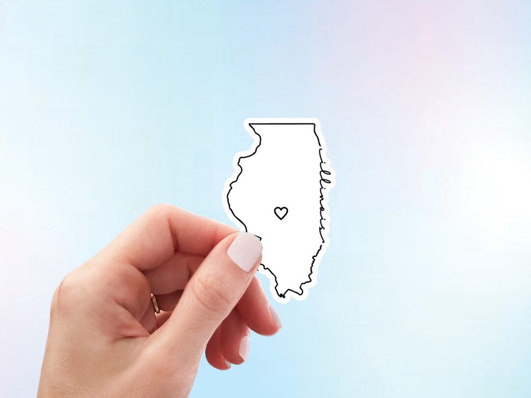 Illinois Sticker | Minimalist Heart State Sticker | Gift for Resident ...