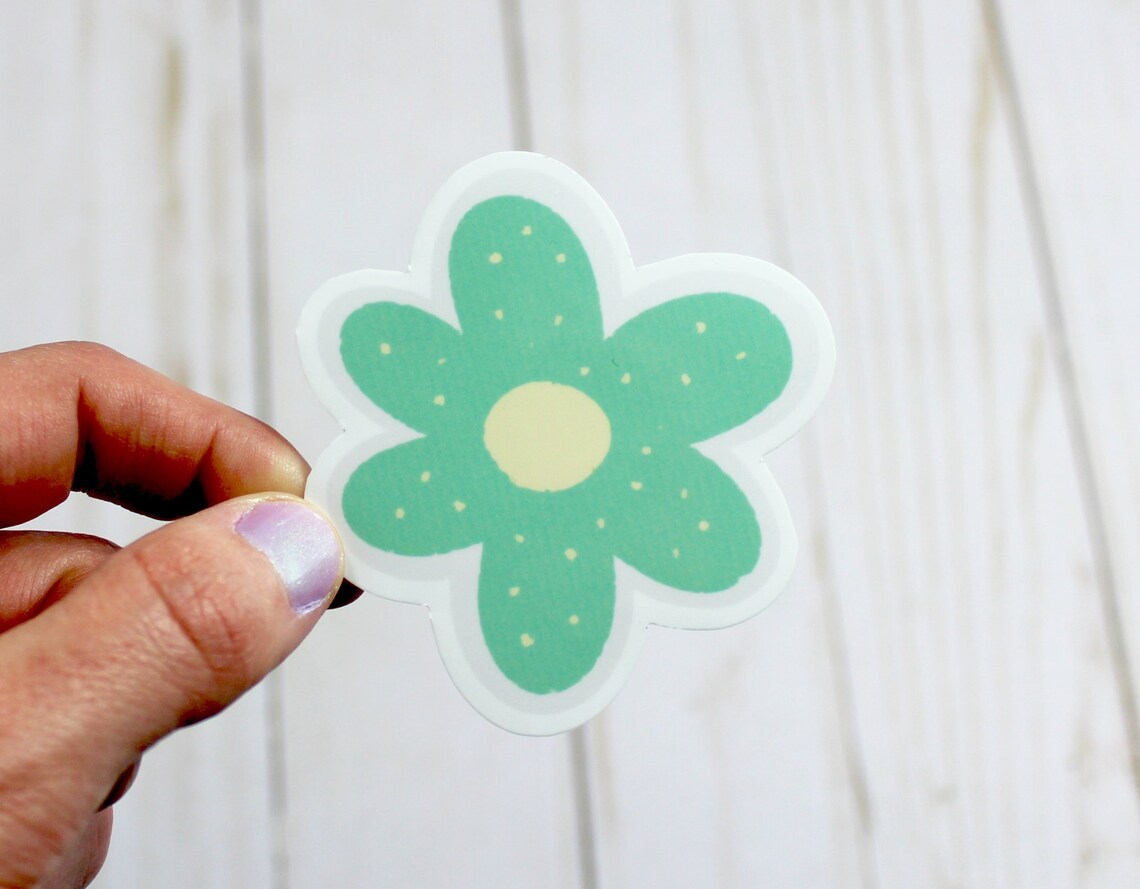 Blue Flower Weatherproof Vinyl Sticker by Hello Happy Designs - Etsy