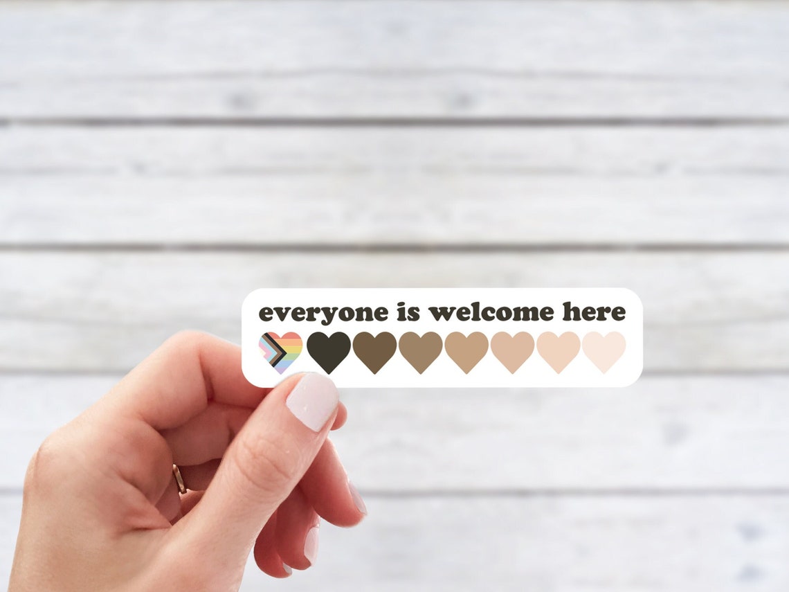 Everyone is Welcome Here Sticker Skin Tone Hearts Laptop - Etsy