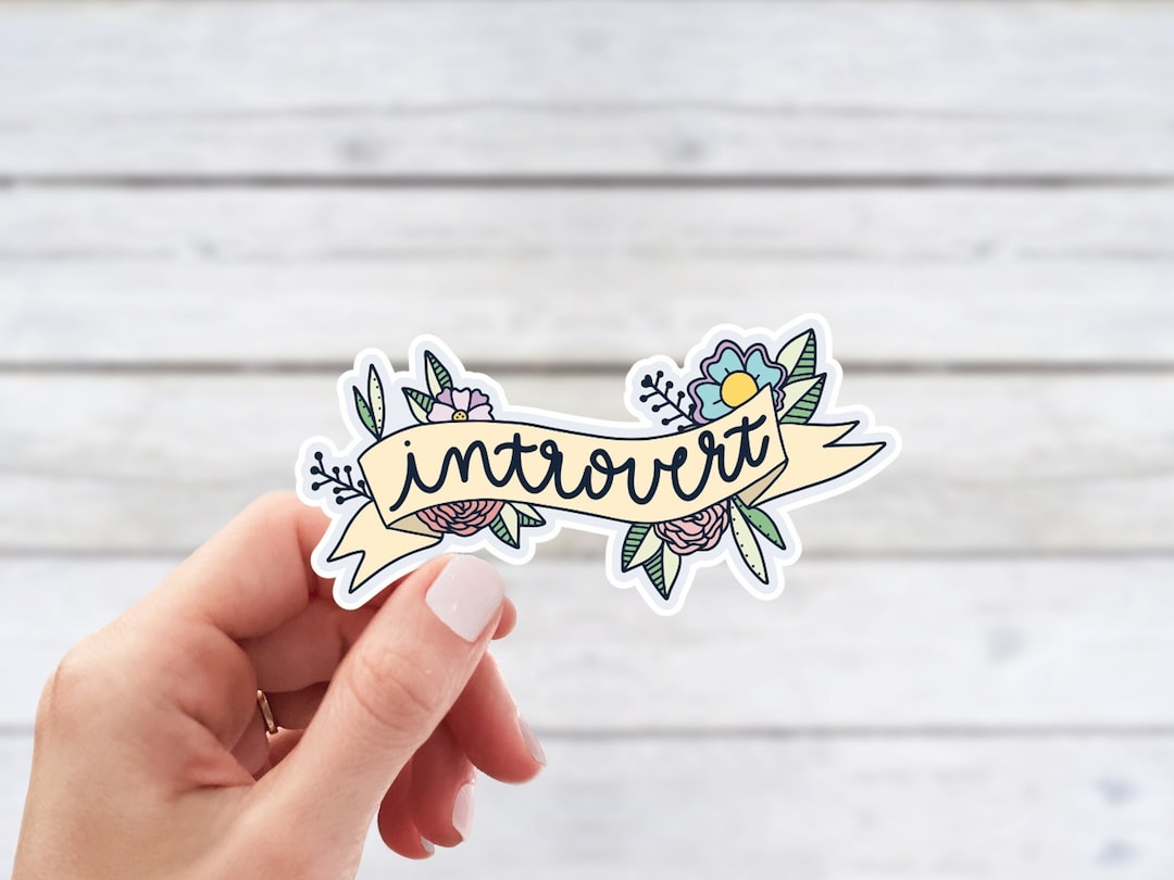 Introvert Sticker | Cute Hand Drawn Floral Banner Introvert Sticker ...