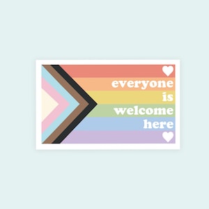 Everyone is Welcome Here Sticker | Rainbow Equality Laptop Waterbottle ...
