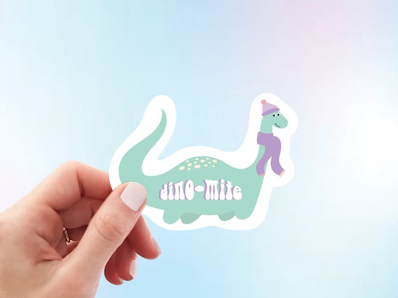 Dinosaur Sticker Cute Dino-mite Dinosaur Sticker | Etsy