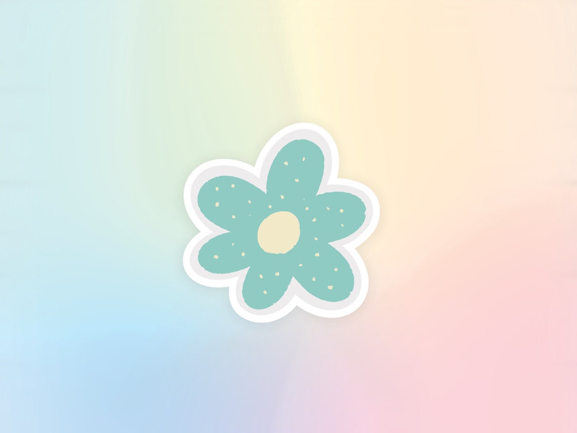 Blue Flower Weatherproof Vinyl Sticker by Hello Happy Designs - Etsy