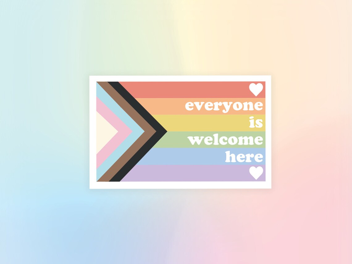 Everyone is Welcome Here Sticker Rainbow Equality Laptop - Etsy