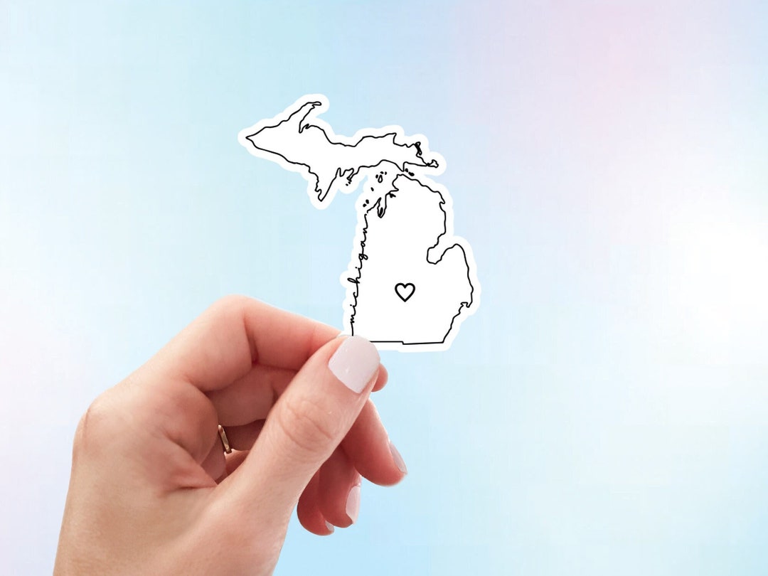 Michigan Sticker | Minimalist Heart State Sticker | Gift for Resident ...