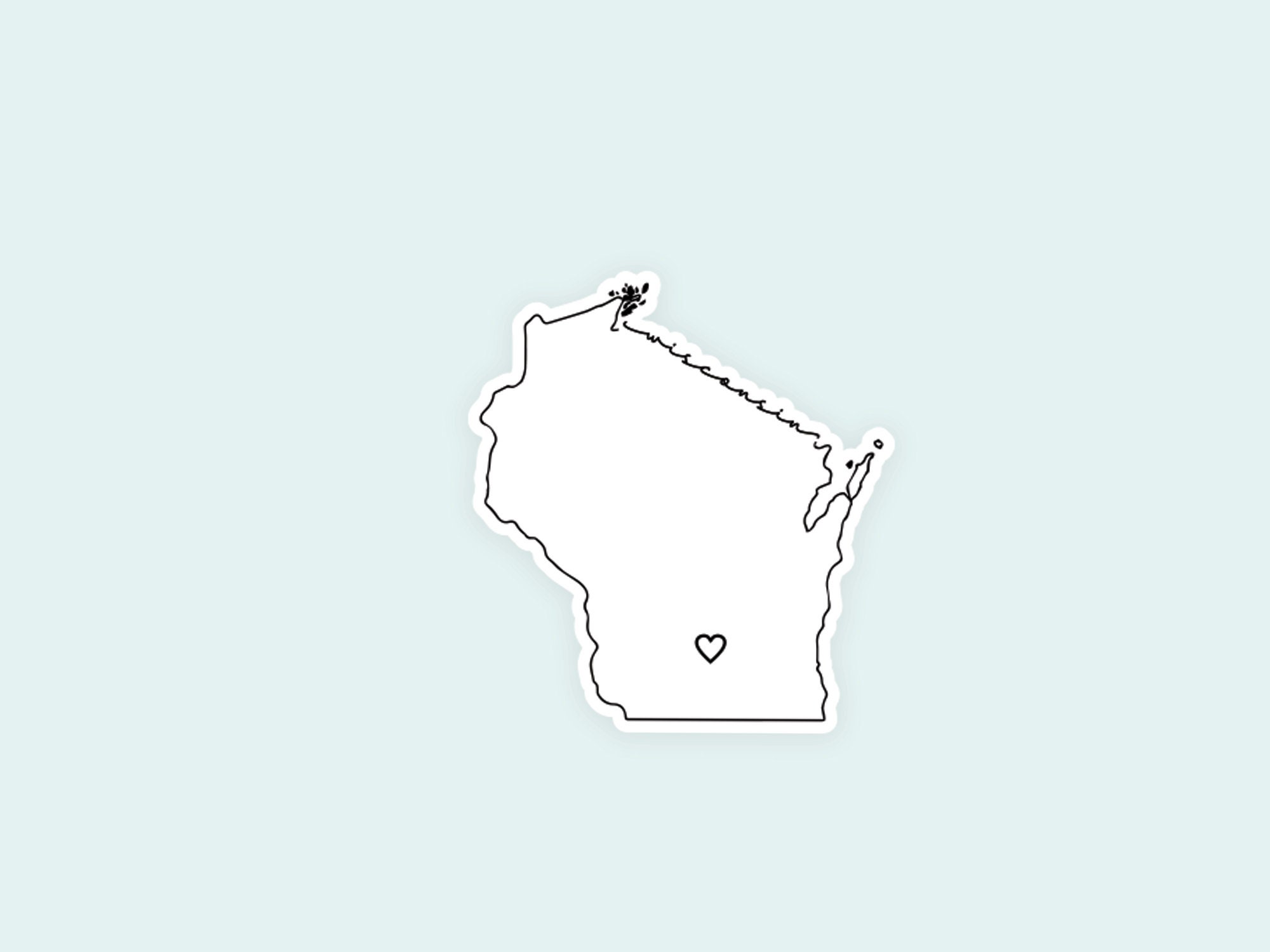 Wisconsin Sticker Minimalist Heart State Sticker Gift for - Etsy