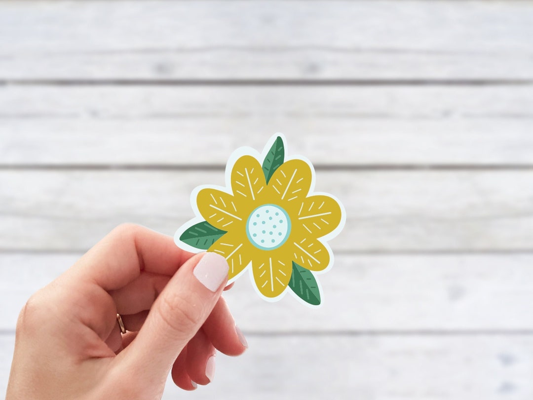 Yellow Flower Weatherproof Vinyl Sticker by Hello Happy Designs - Etsy