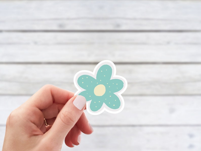 Blue Flower Weatherproof Vinyl Sticker by Hello Happy Designs - Etsy