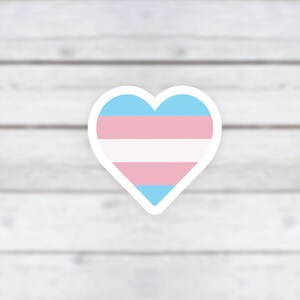 Trans Flag Sticker | Trans Flag Heart Laptop Water Bottle Sticker ...