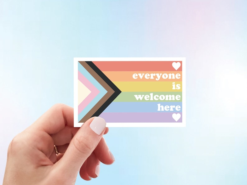 Everyone is Welcome Here Sticker | Rainbow Equality Laptop Waterbottle ...