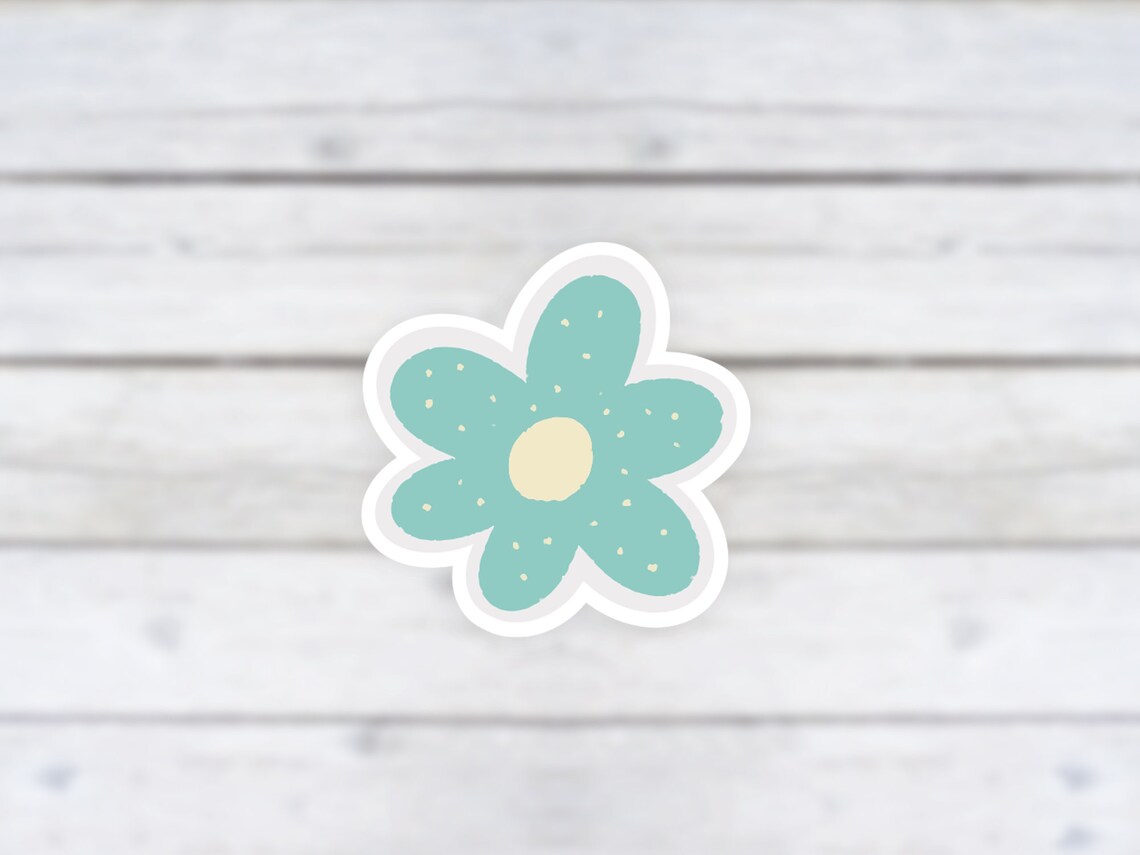 Blue Flower Weatherproof Vinyl Sticker by Hello Happy Designs - Etsy