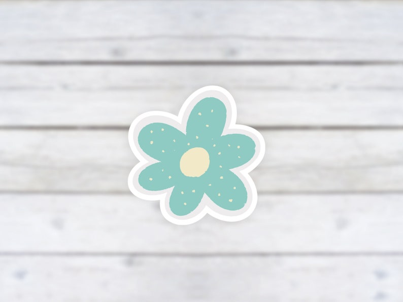 Blue Flower Weatherproof Vinyl Sticker by Hello Happy Designs - Etsy