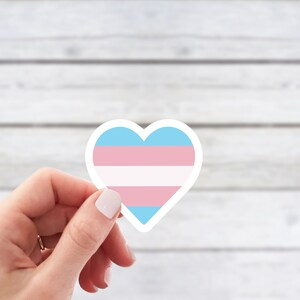 Trans Flag Sticker | Trans Flag Heart Laptop Water Bottle Sticker ...