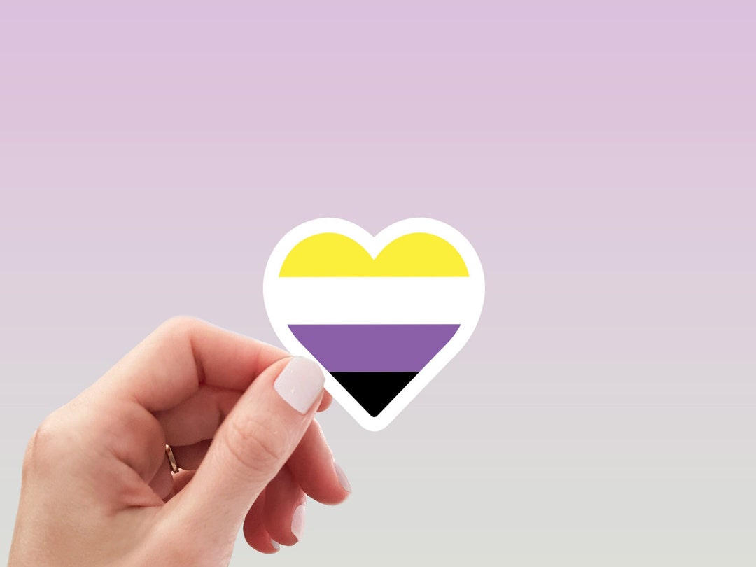 Nonbinary Pride Flag Sticker | Nonbinary Flag Heart Laptop Water Bottle ...