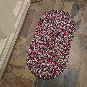 Crocheted Oval Rug Handmade Red White Blue Black Beige Green Pink Print ...