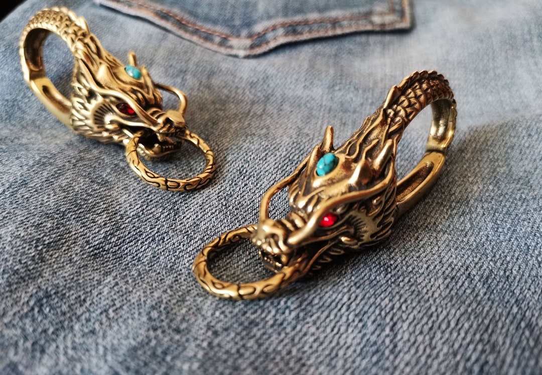 Dragon Keychain,brass Dragon Head,brass Key Ring Hook,custom Keychain ...