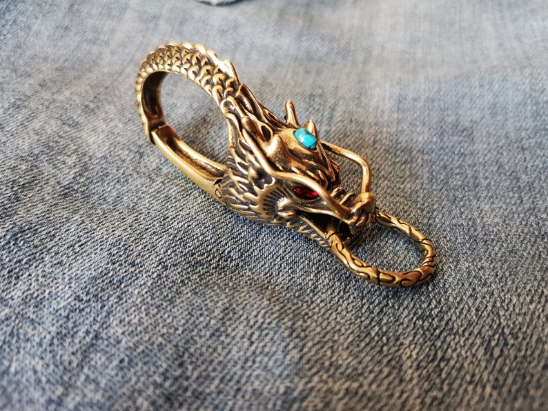 Dragon Keychain,brass Dragon Head,brass Key Ring Hook,custom Keychain ...